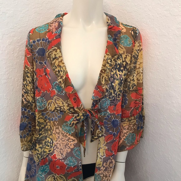 CAbi | Tops | Cabi Shakespeare Ruffle Tie Front Kimono Top | Poshmark